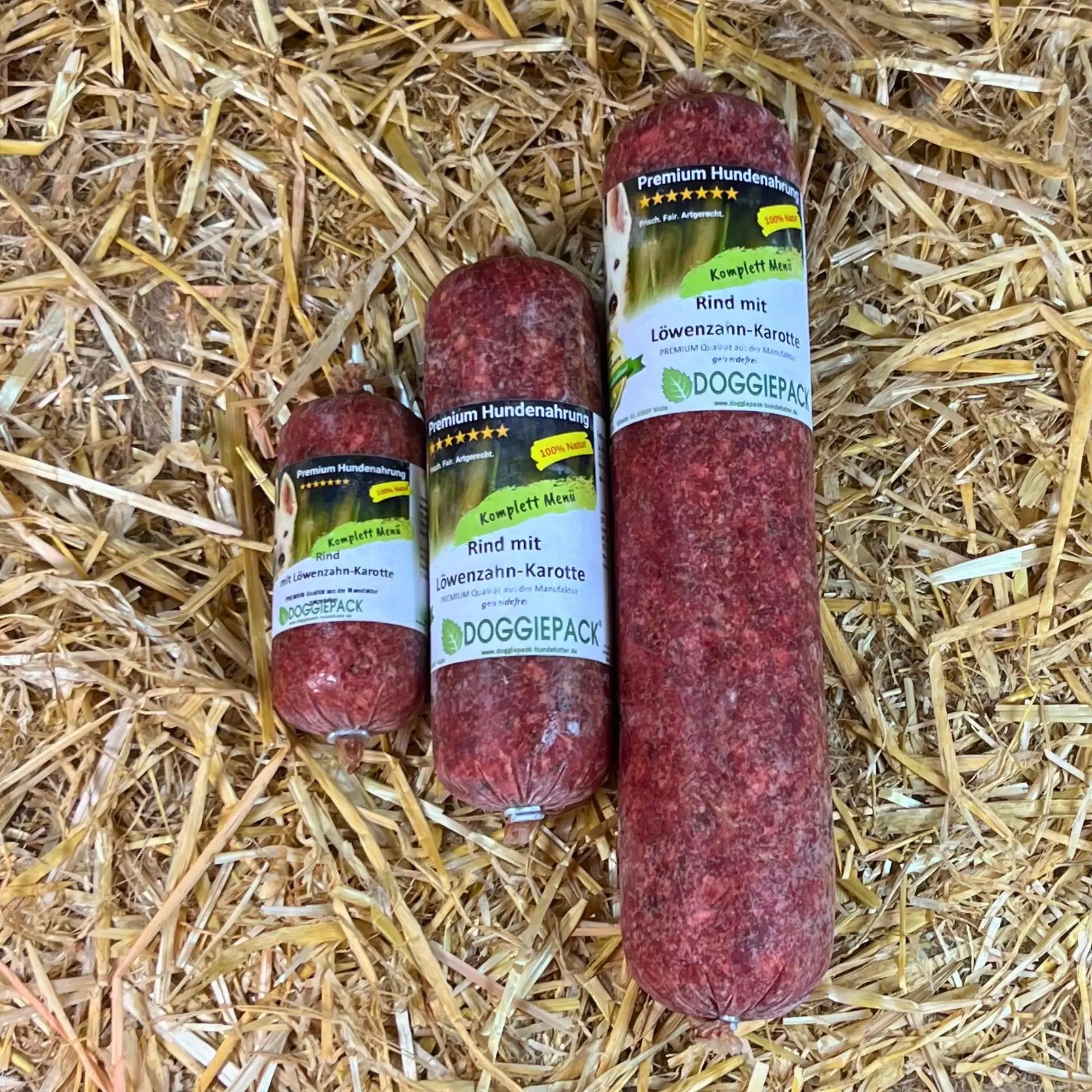 Rind mit Löwenzahn-Karotte - Doggiepack Hundefutter aus Deutschland
